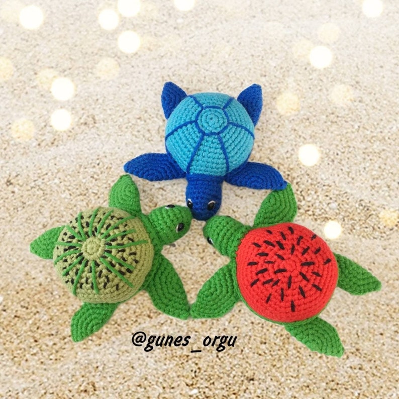 Crochet Pattern Watermelon Sea Turtle Amigurumi Turtle | Etsy