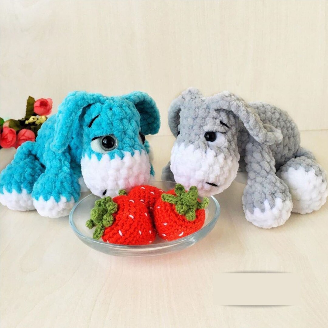 Crochet Plush Donkey & Strawberry Pattern: Amigurumi Farm Animal (PDF ...