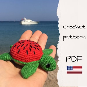 Crochet Pattern Watermelon Sea Turtle, Amigurumi Cute Turtle, Amigurumi ...