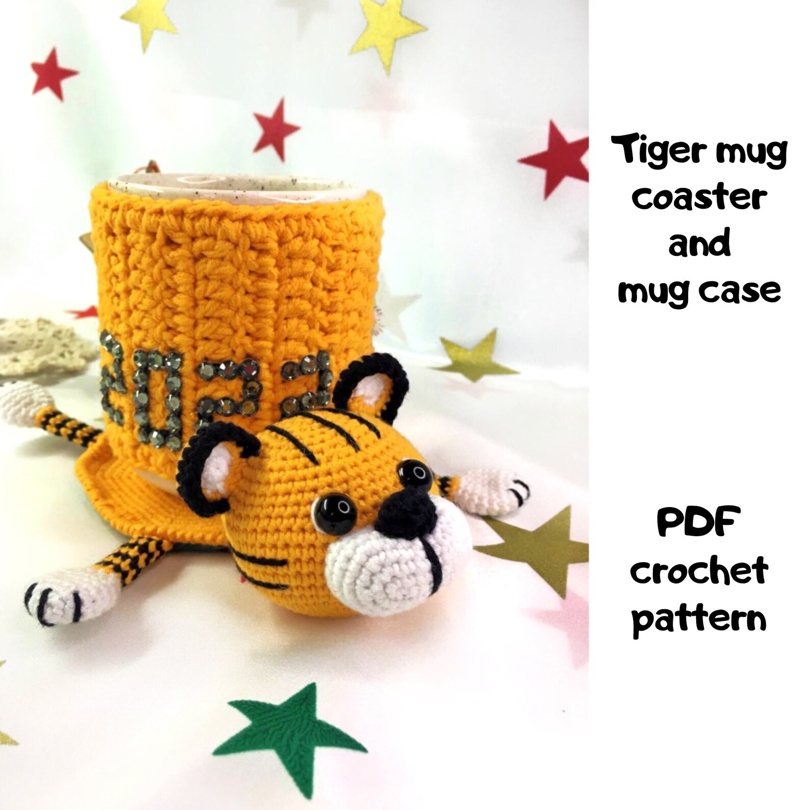 Tiger Mug Coaster Crochet Pattern Mug Cozy Crochet Pattern. - Etsy