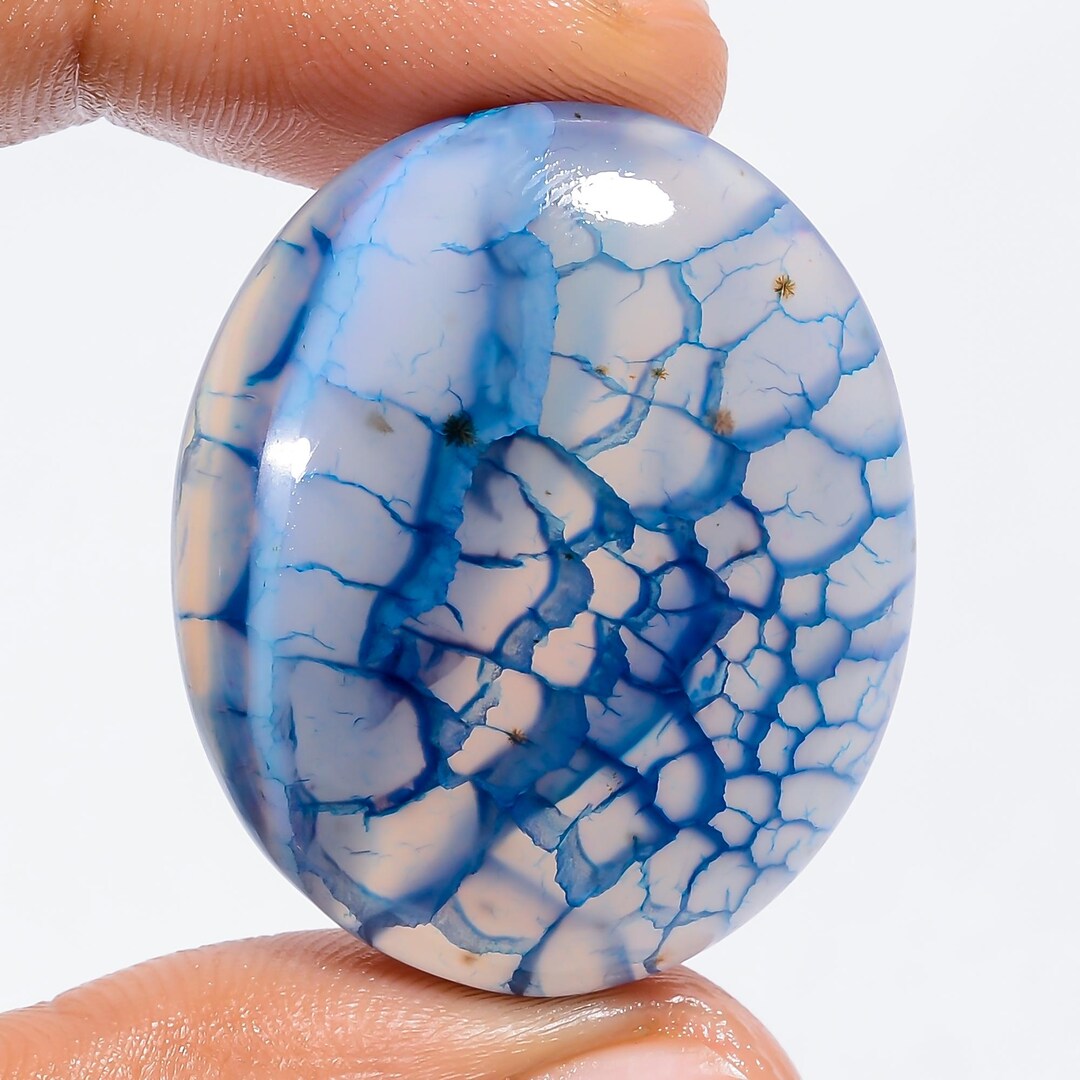 Blue Dragon Veins Agate Elegant Loose Gemstone Oval Shape Cabochon for ...