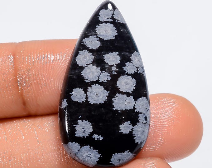 Snowflake Obsidian Amazing Loose Gemstone Pear Shape Cabochon for ...