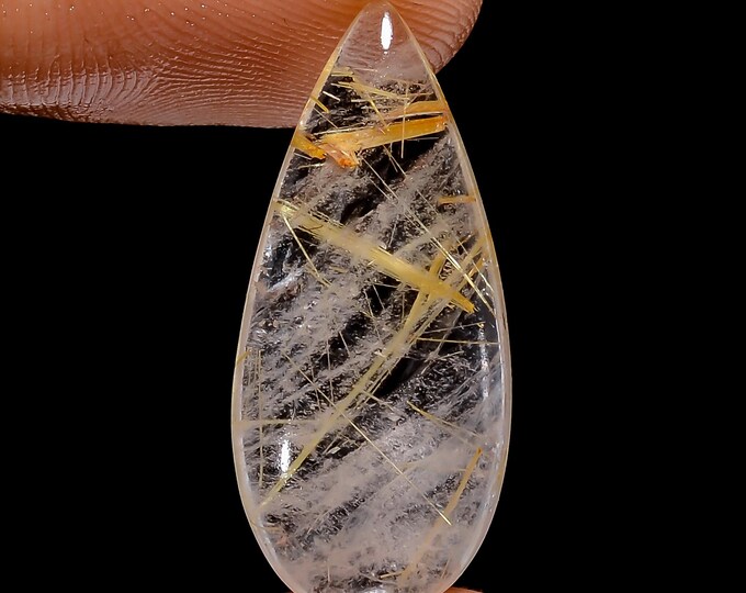 Golden Rutile Quartz 100% Natural Immaculate Loose Gemstone Pear Shape ...