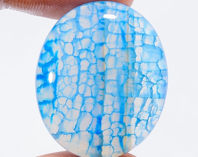 Sky Blue Dragon Veins Agate Attractive Loose Gemstone Oval Shape ...