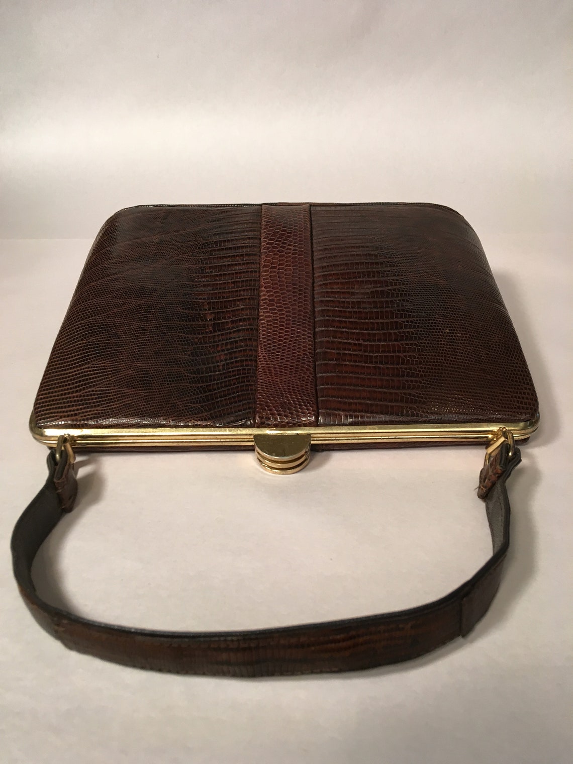 Genuine Lizard Purse With MCM Brass Clasp and Frame, 1950's Great ...