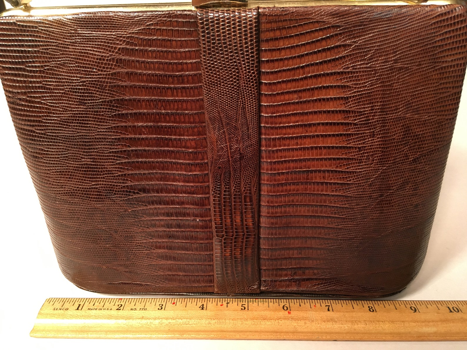 Genuine Lizard Purse With MCM Brass Clasp and Frame, 1950's Great ...
