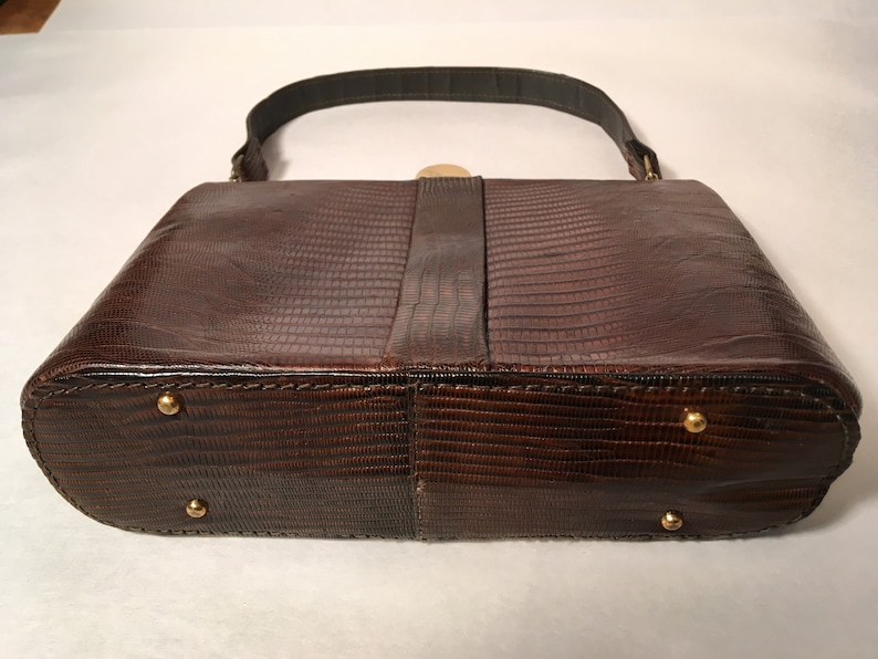 Genuine Lizard Purse With MCM Brass Clasp and Frame, 1950's Great ...
