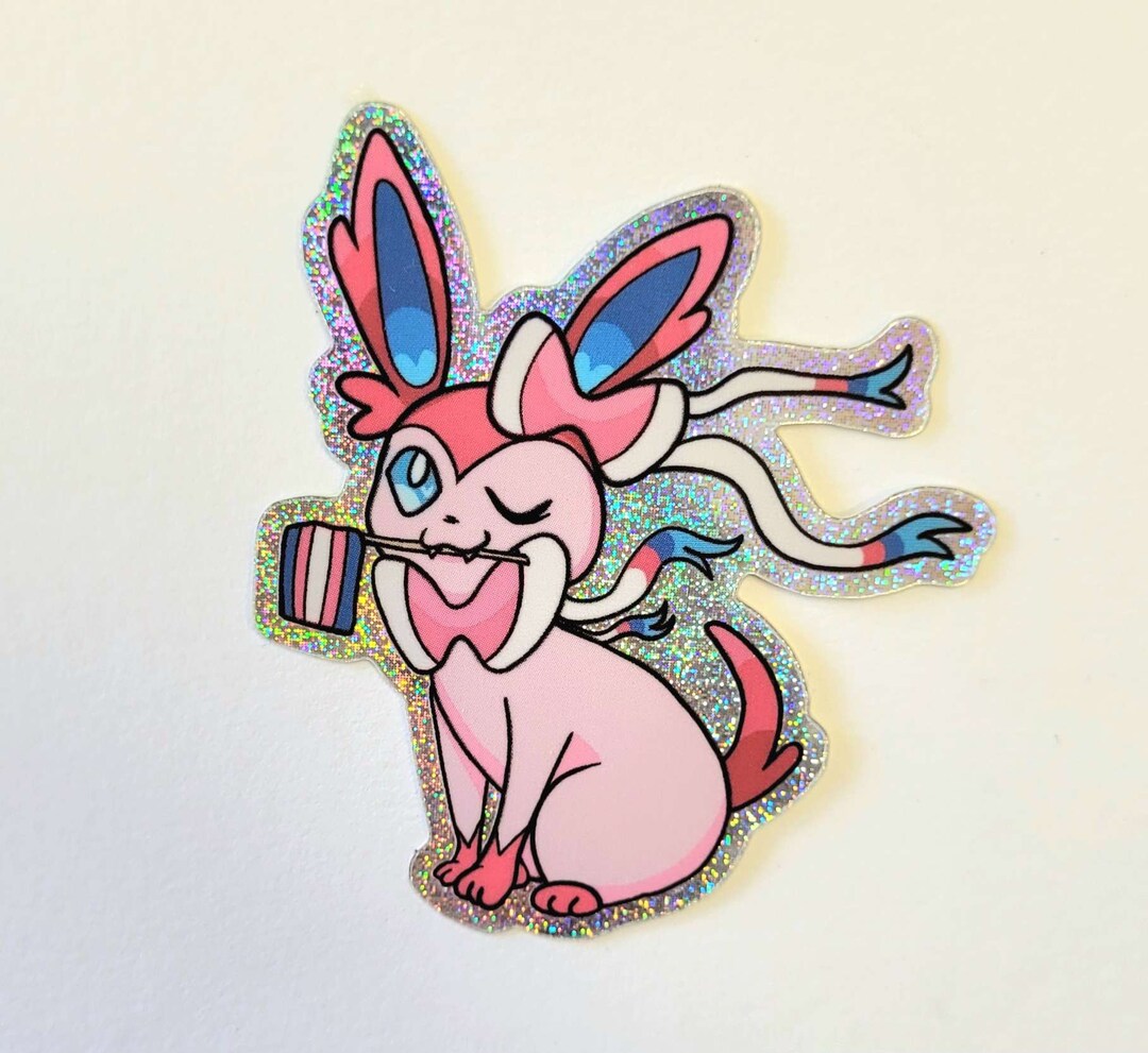 Sylveon Trans Pride Rainbow Glitter Sticker - Etsy