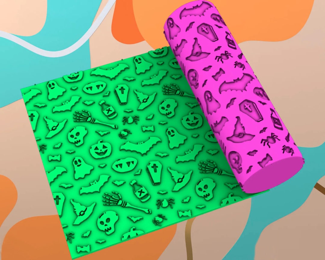 Halloween Ghost-bat spider-pumpkin Theme Polymer Clay Texture - Etsy