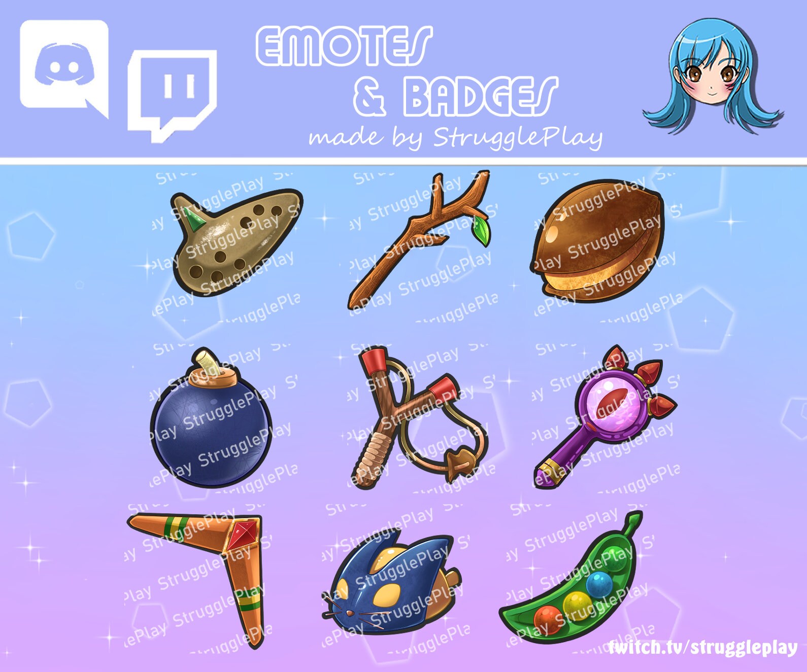 The Legend of Zelda Ocarina of Time young Link Items Badge Set I Twitch ...