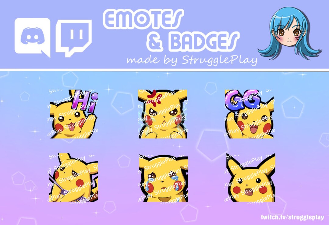 Pokemon Pikachu Emote Set A I Pokemon I Twitch - Etsy