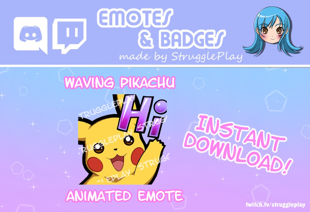 Animated Emote I Pikachu Waving hi I Pokemon I Twitch - Etsy
