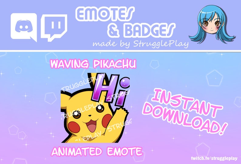 Animated Emote I Pikachu Waving hi I Pokemon I Twitch - Etsy