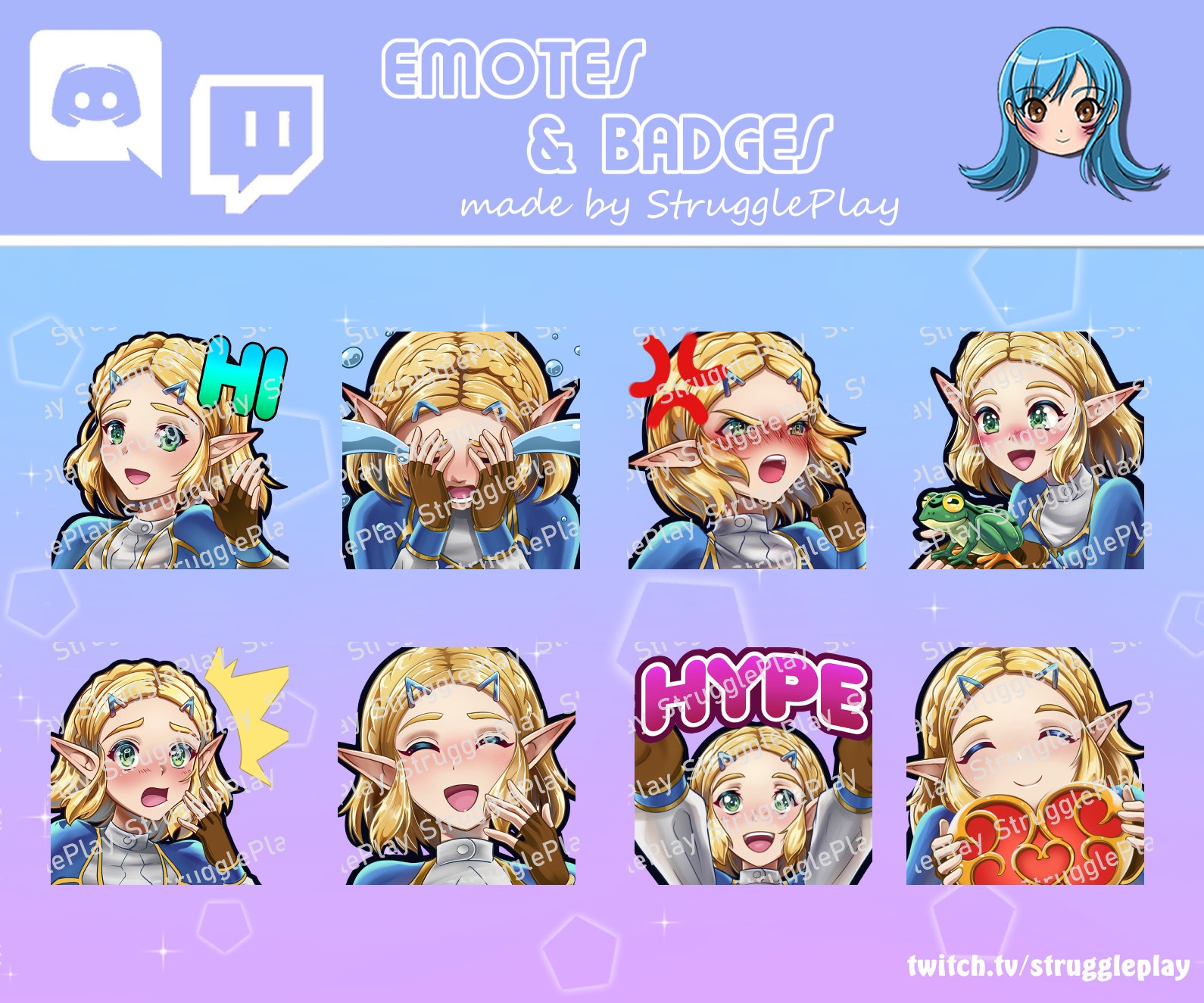 The Legend Of Zelda Tears Of The Kingdom I Princess Zelda Emote Set I Tloz Totk I Twitch Etsy