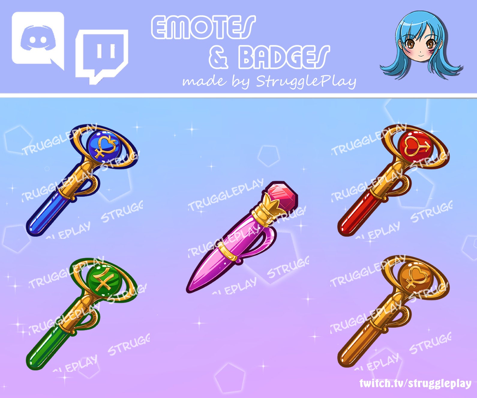 Twitch Emotes I Magical Girl I Transformation Pens - Etsy