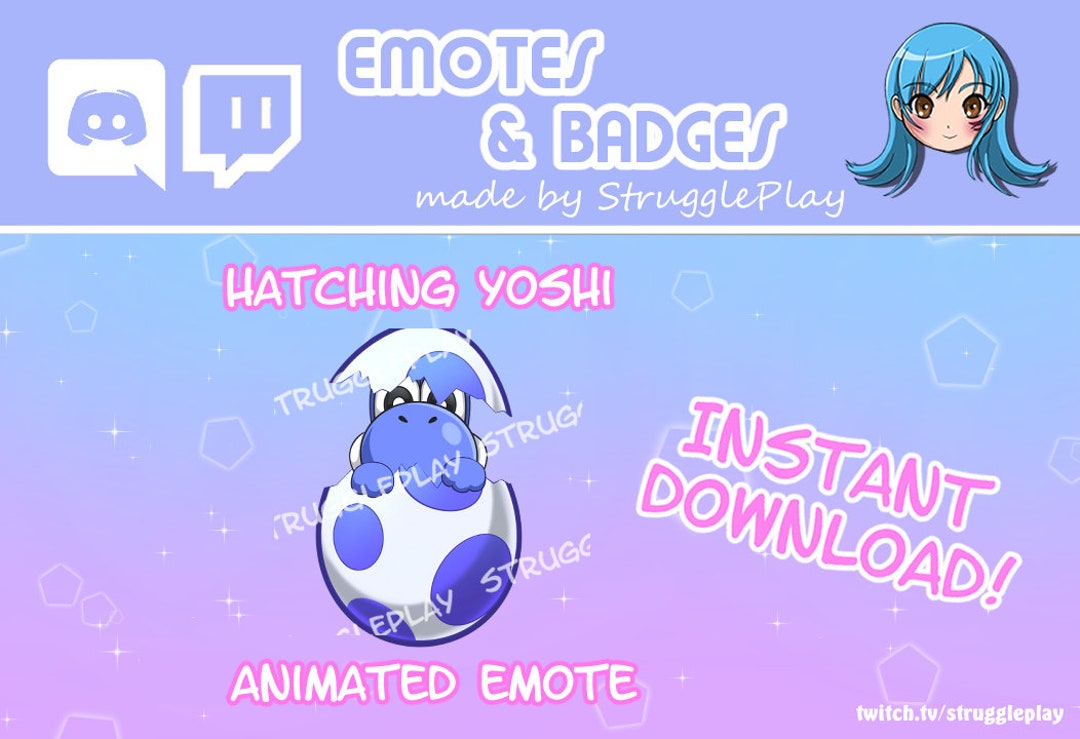 Animated Emote I Hatching Yoshi I Blue - Etsy