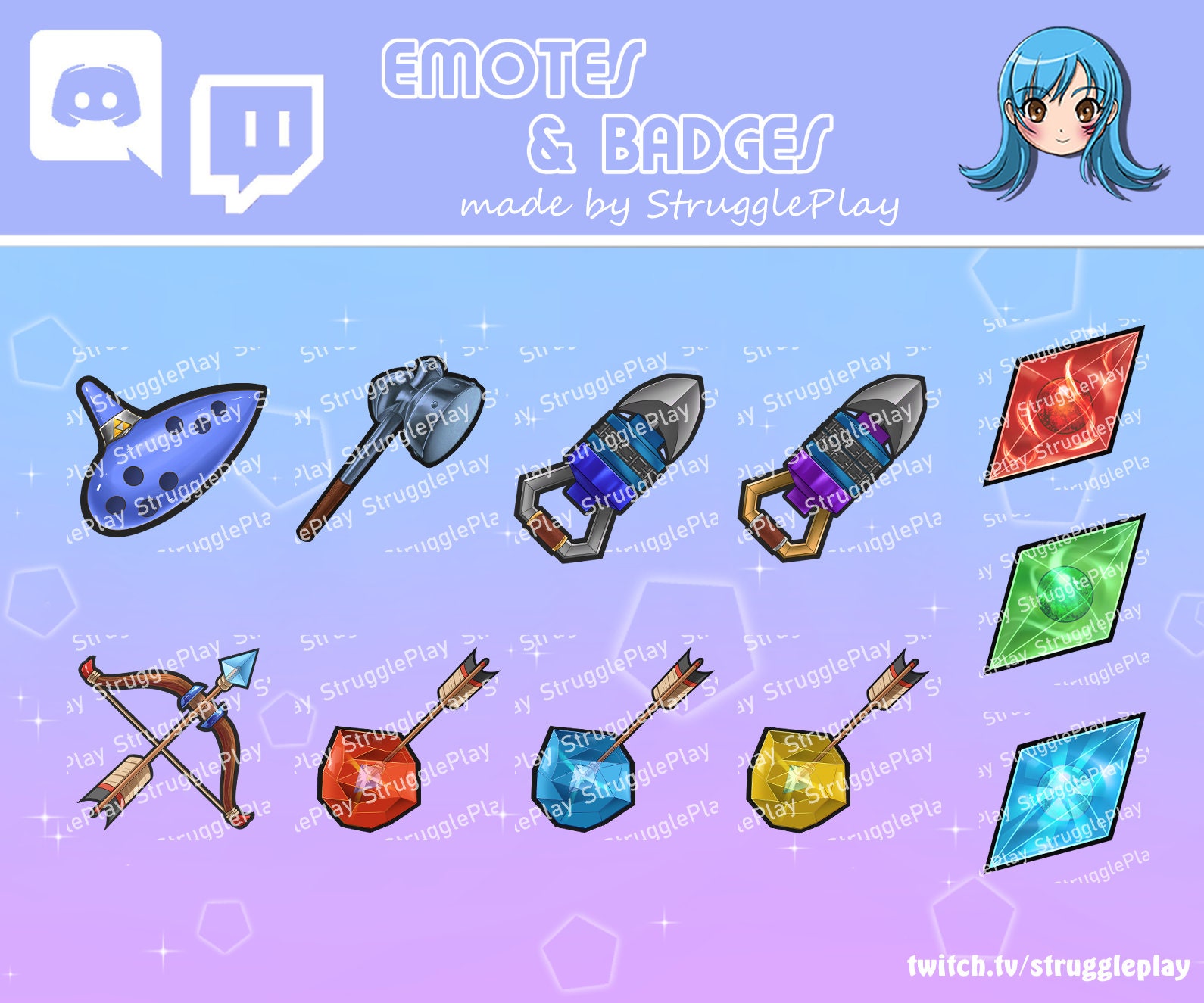 The Legend of Zelda - Ocarina of Time "grown Link Items" Emote-set I ...