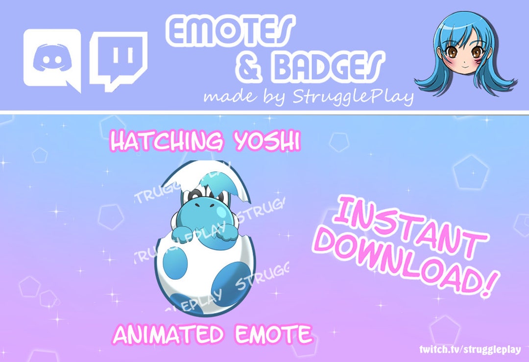 Animated Emote I Hatching Yoshi I Sky Blue - Etsy