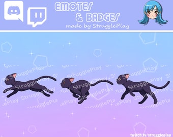 Animated Emote I Cat Running Black I Twitch - Etsy