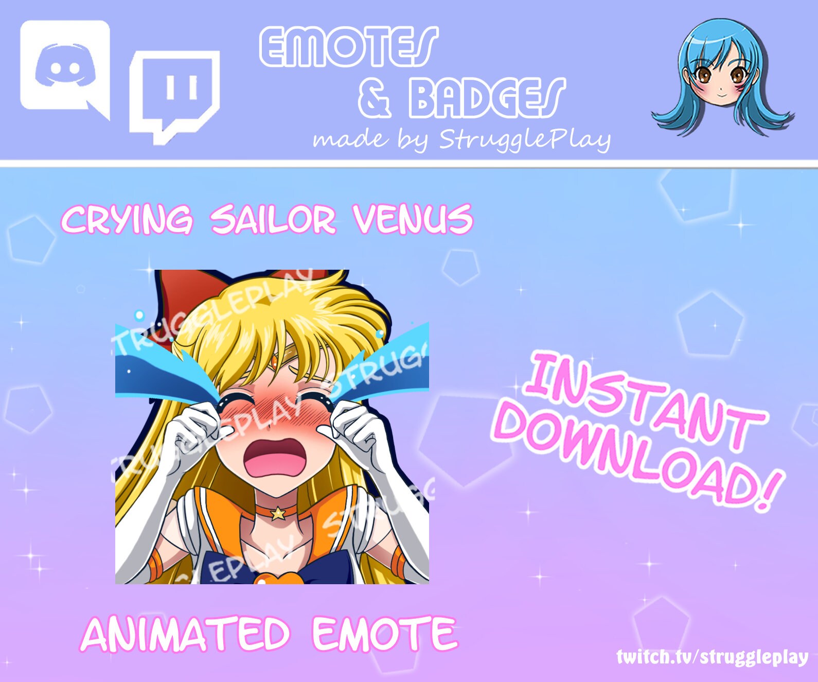 Animated Sailor Venus Emote I Crying - Etsy