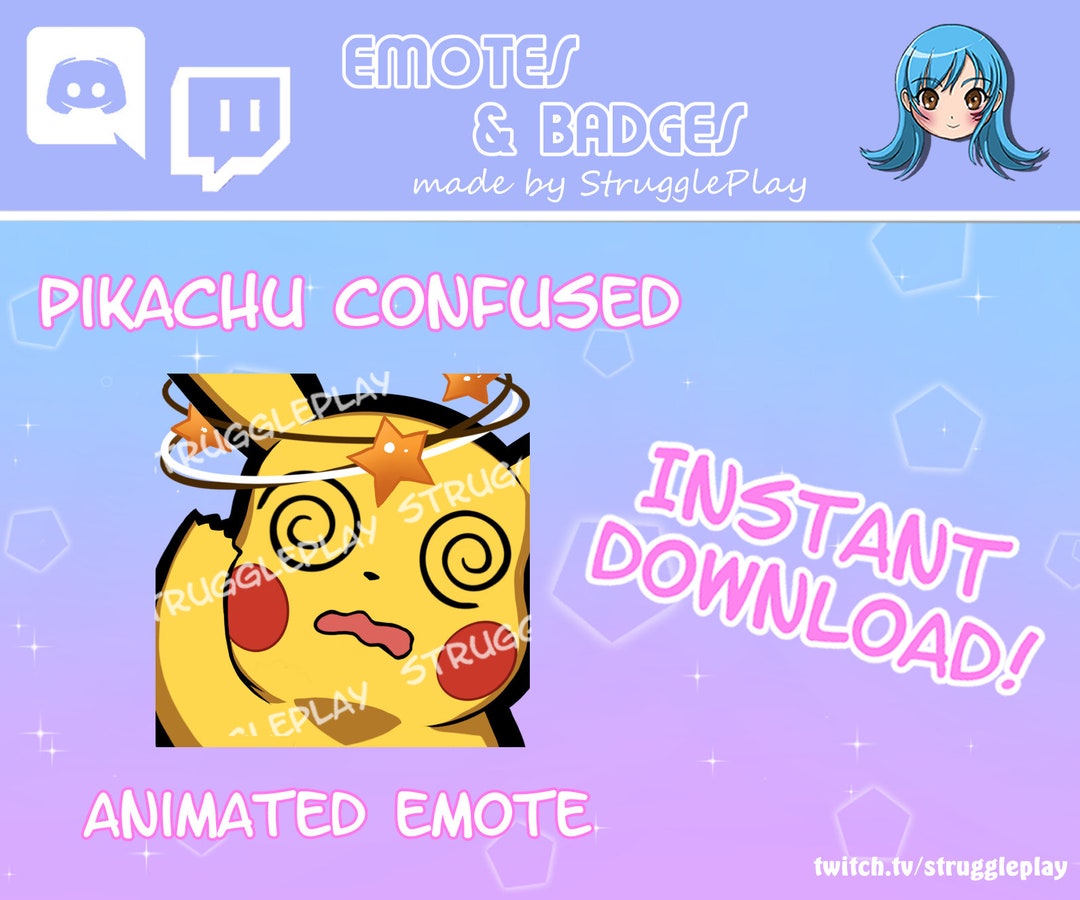 Animated Emote I Pikachu Confused I Pokemon I Twitch - Etsy