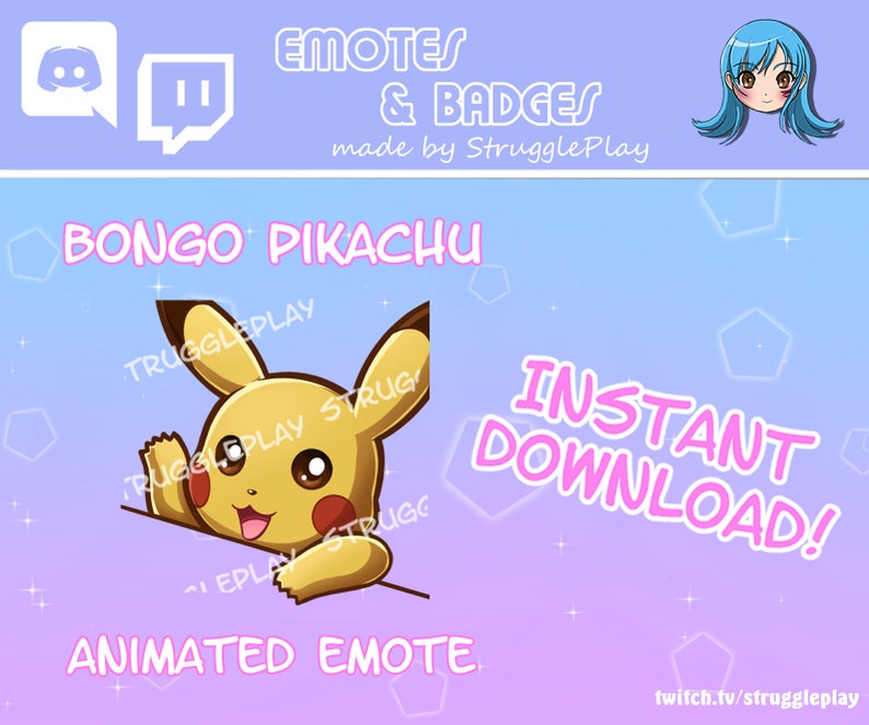 Animated Emote I Pikachu Bongo I Pokemon I Twitch - Etsy Australia