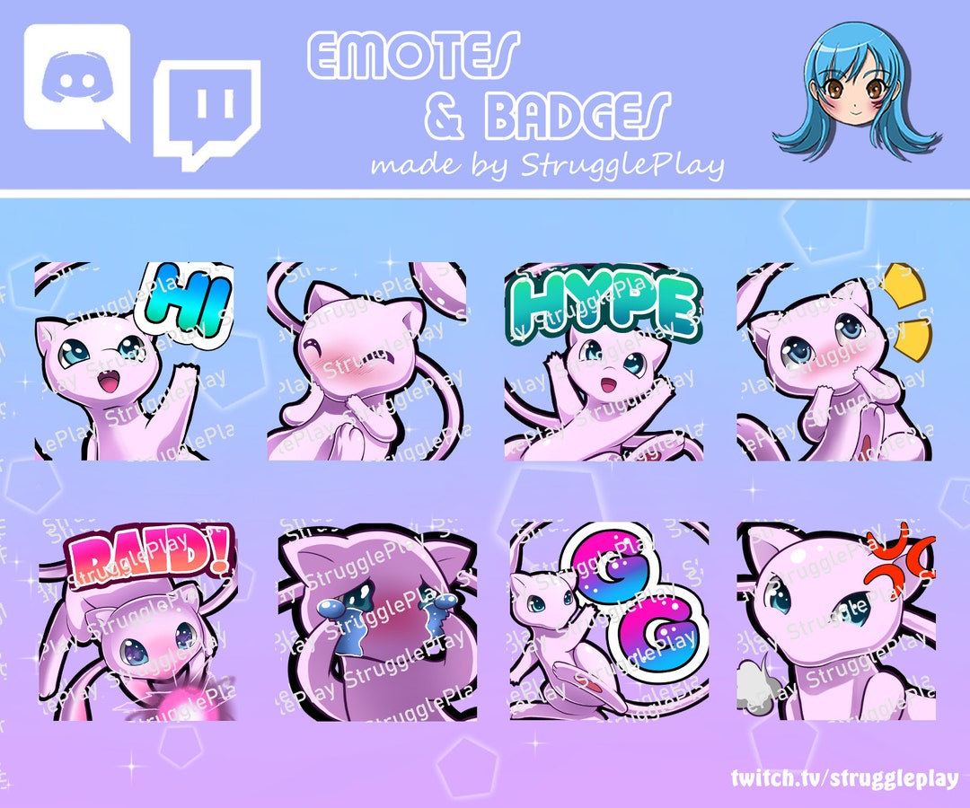 Mew Emote Set I Pokemon I Twitch I Cute - Etsy