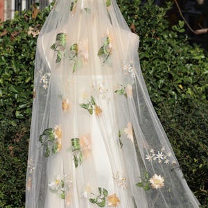 Yellow Sunflowers Wedding Veil,wildflower Veil,colours Floral ...