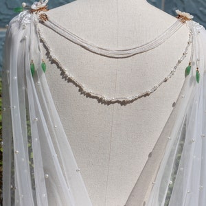 Wedding Dress Cape With Back Necklace,pearl Bridal Drape Cape With Back ...
