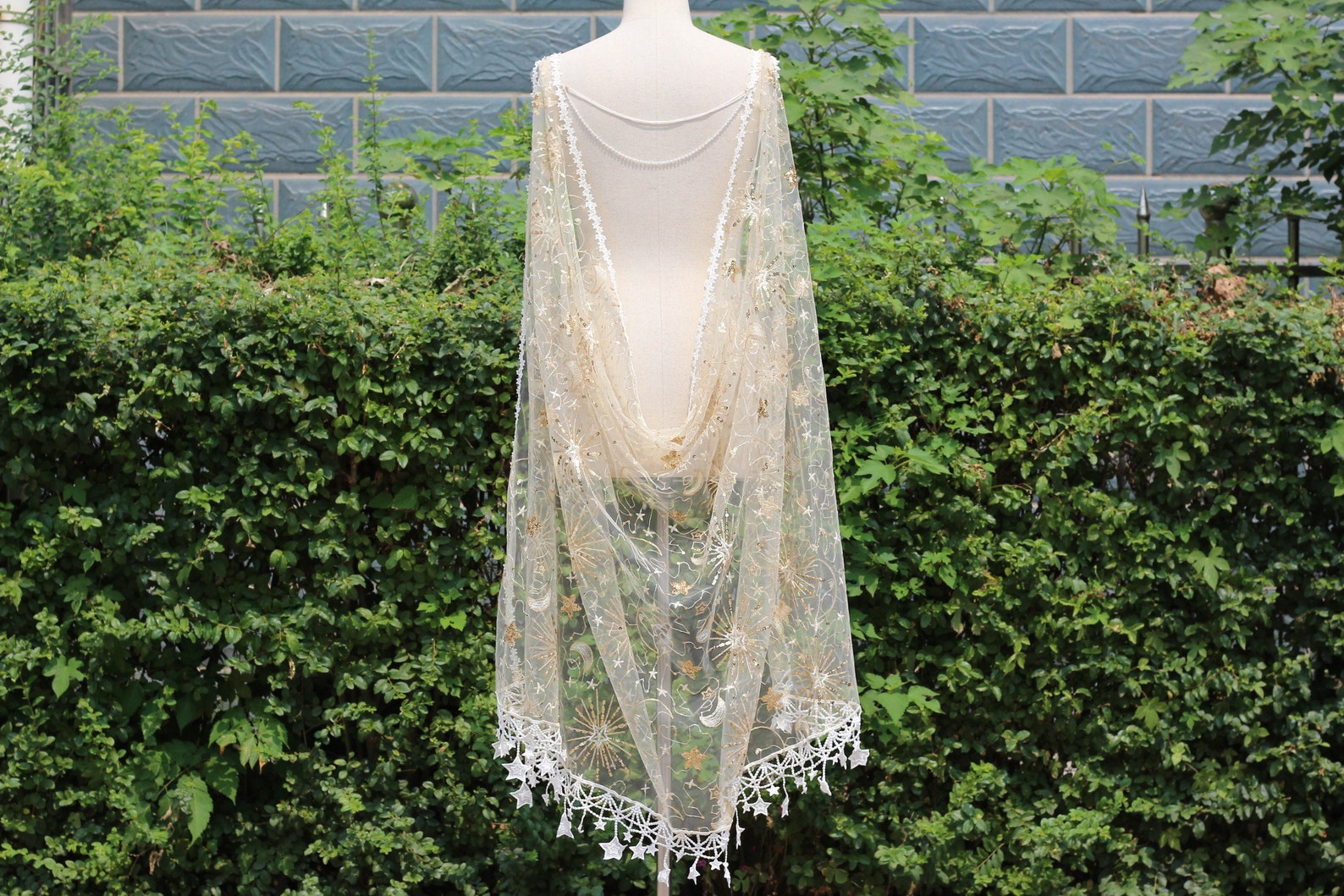 Gold Glitter Stars Moon Wedding Cape, Sparkly Bridal Cape,festival ...