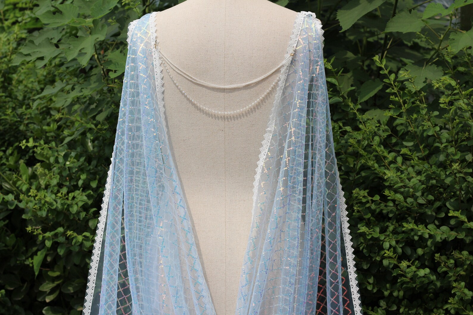 Blue Glitter Wedding Cape, Evening Party Cape for Prom,festival Cosplay ...