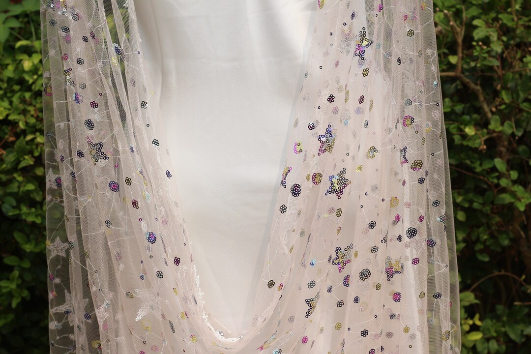 Sparkle Star Bridal Cape Veil, Sequins Wedding Dress Cape - Etsy