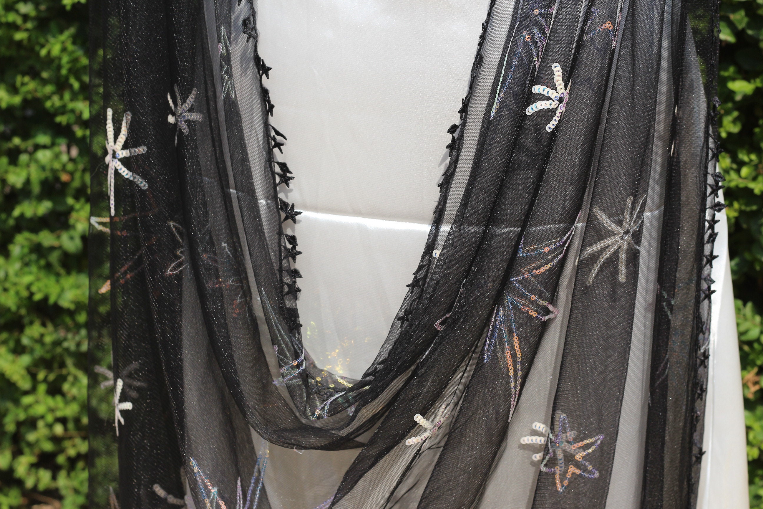 Black Cape Veil,celestial Wedding Cape,glitter Star Cape Veil,sequins ...