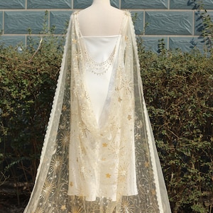 Gold Celestial Wedding Cape,bridal Cape Stars,moon Cape,glitter Star ...