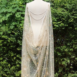 Bridal Cape Stars,moon Cape,celestial Wedding Cape,sequins Wedding Cape ...
