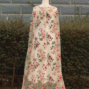 Flower Bridal Cape,floral Cape Veil,embroidered Cape,flower Wedding ...