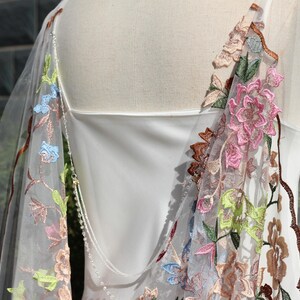 Colorful Floral Bridal Cape,3d Flower Wedding Cape,floral Embroidery ...