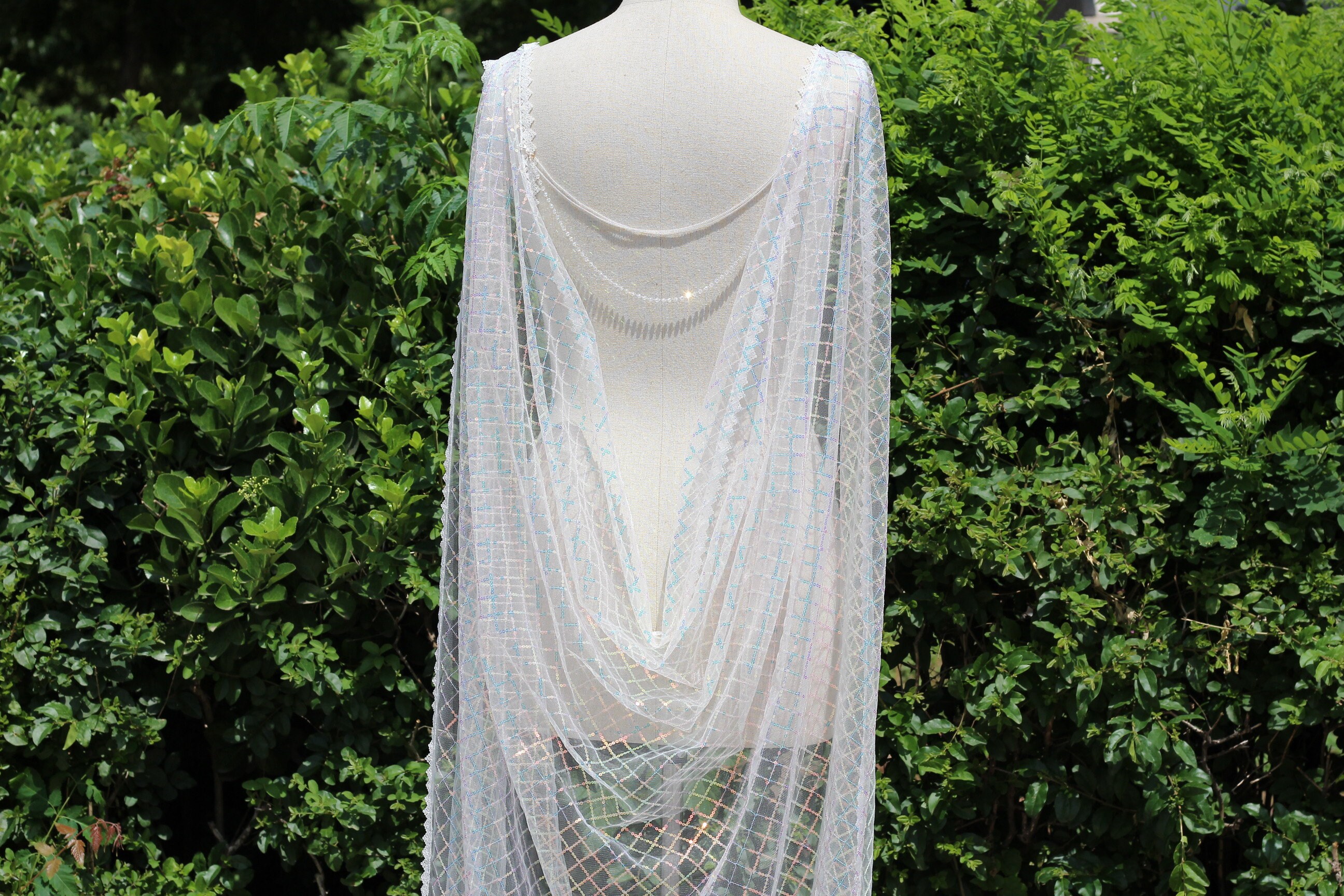 Sparkly Sequined Wedding Cape With Lace Edge - Etsy