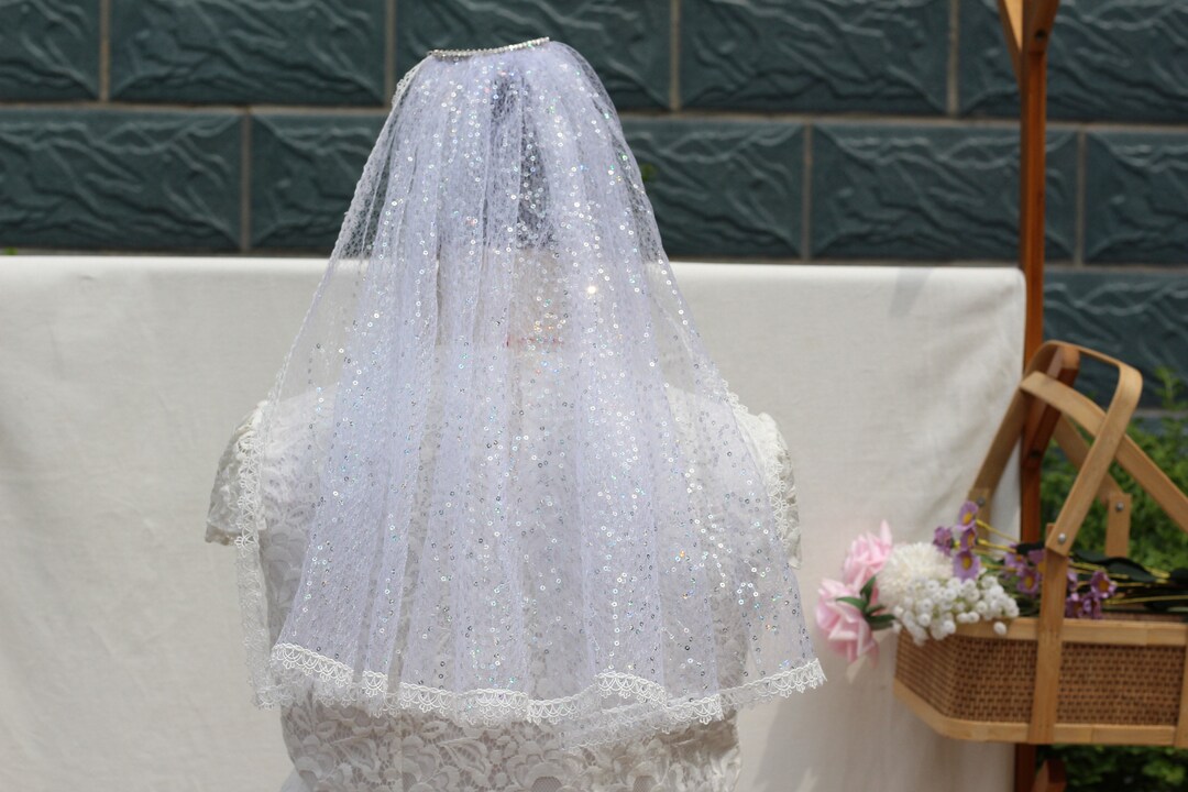 Sparkly Sequin Wedding Veil, Glitter Rhinestone Bridal Veil - Etsy