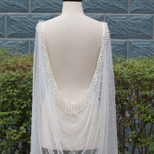 Pearl Cape,pearl Bridal Cape,pearl Cape Veil,pearl Wedding Cape ...
