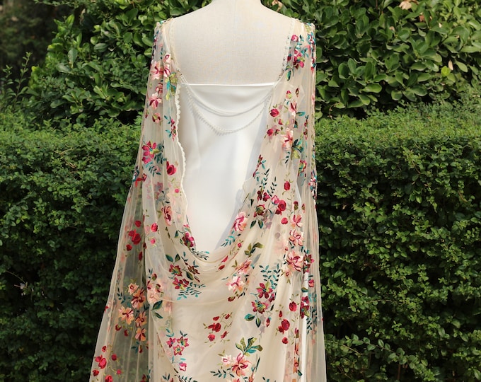 Floral Wedding Cape,embroidered Wedding Cape,flower Cape,bridal Cape ...