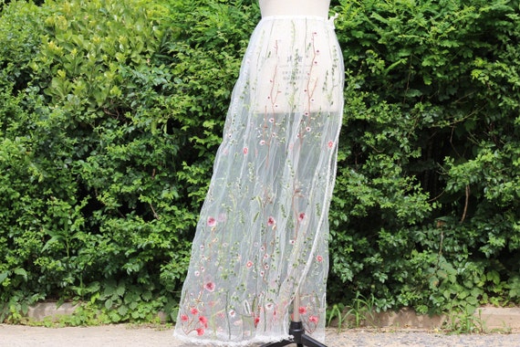 Floral Embroidered Overskirt,embroidered Flower Skirt Floral Embroidered Overskirt,embroidered Flower Skirt