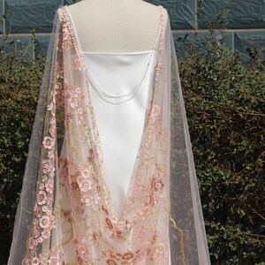 Pink Flower Cape,floral Bridal Cape,floral Embroidered Wedding Cape ...