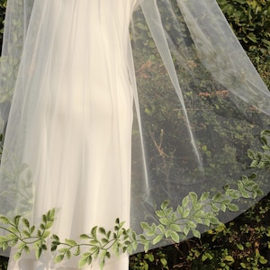 Green Leaf Embroidered Wedding Veil, Bohemia Bridal Veil - Etsy