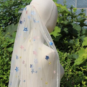 Glitter Star Veil,celestial Veil,bridal Cape Veil,stars Cape Veil ...
