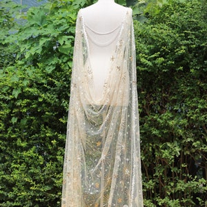 Bridal Cape Stars,moon Cape,celestial Wedding Cape,sequins Wedding Cape ...