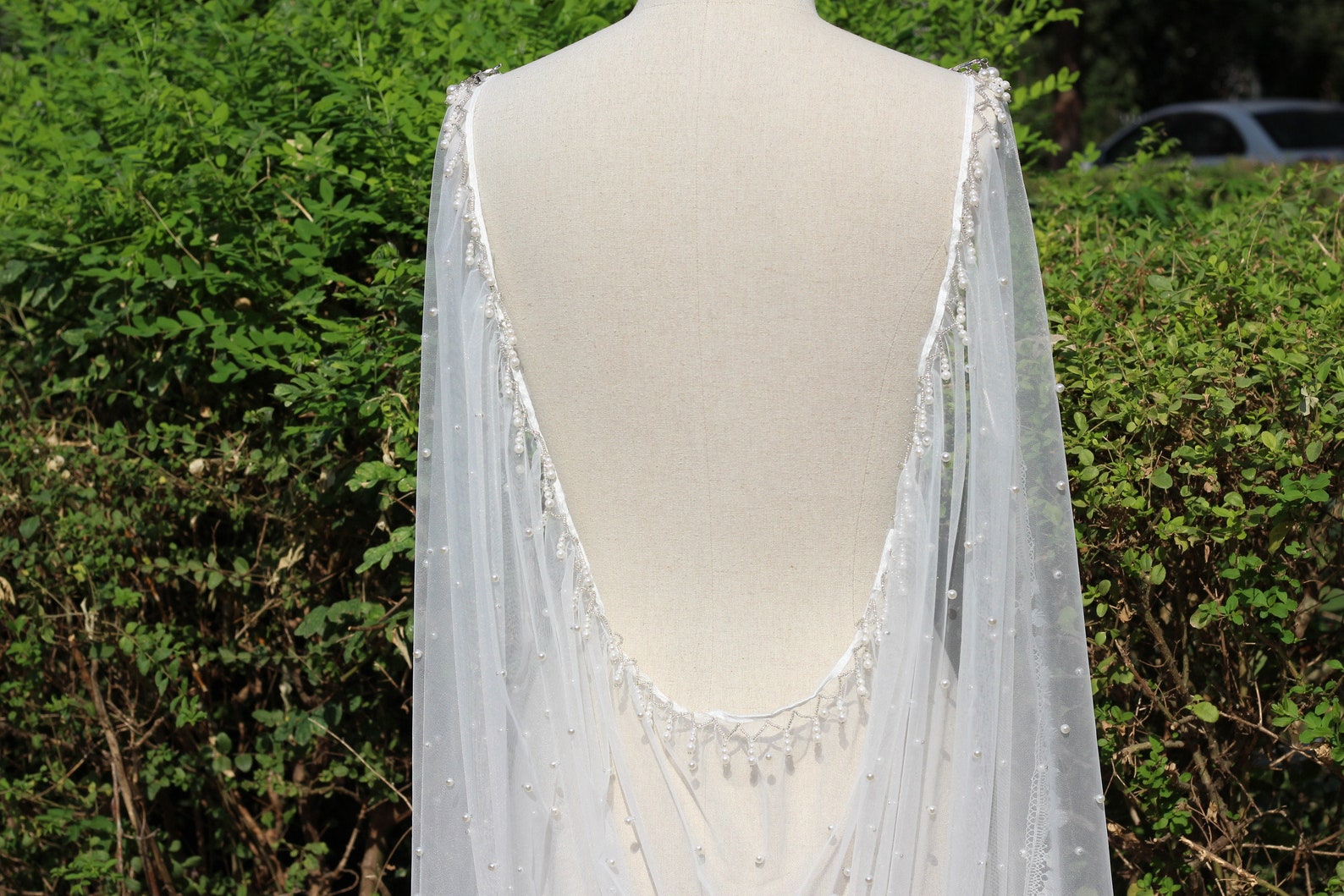Pearl Tulle Wedding Cape Veil, Bridal Shoulder Shawl - Etsy
