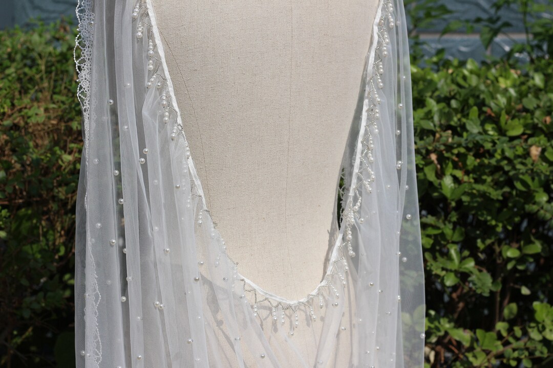 Pearl Wedding Cape Veil, Lace Bridal Shoulder Cape - Etsy