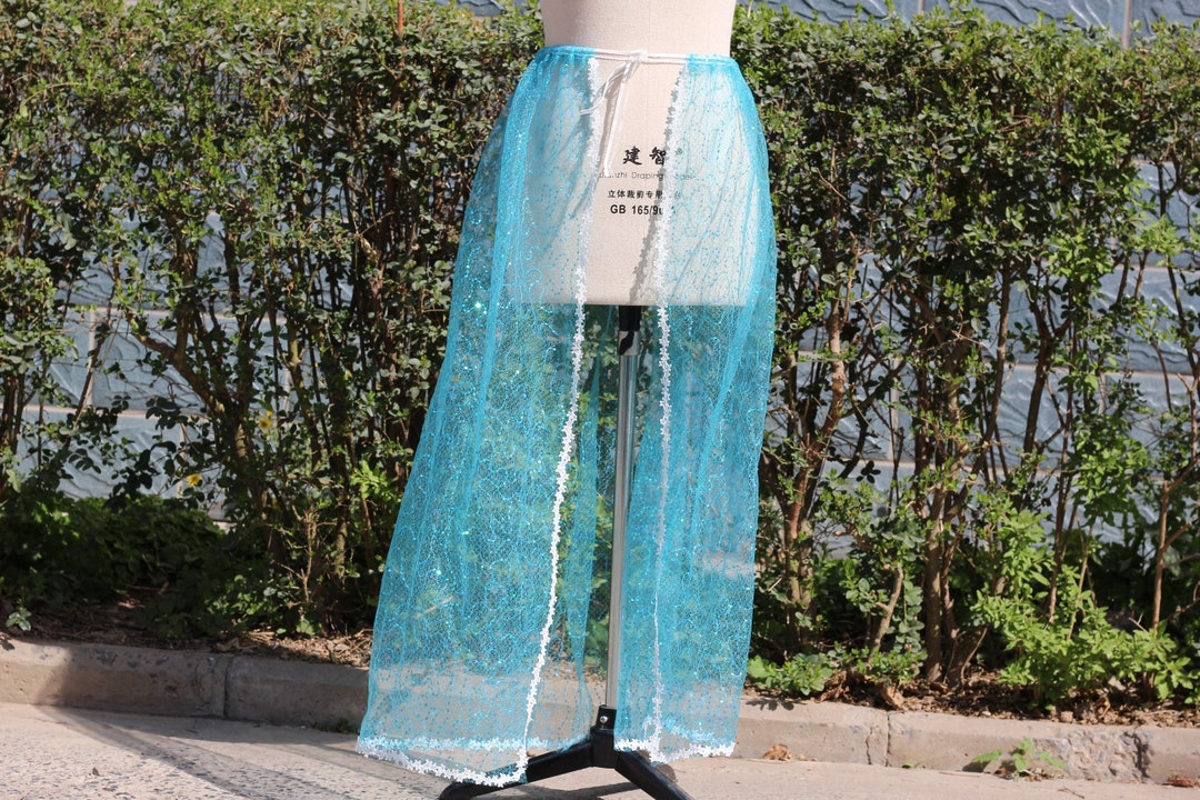 Blue Sheer Skirt,bling Mesh Rave Skirt,rock Transparent Mesh Skirt ...