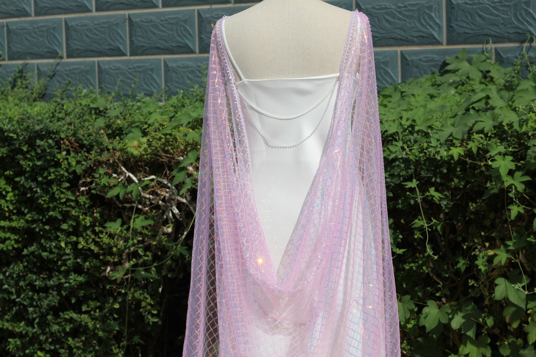 Purple Pink Glitter Cape Veil,sparkly Wedding Cape,bling Sequins ...